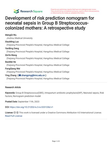 Pdf Development Of Risk Prediction Nomogram For Neonatal Sepsis In