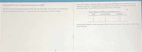 solved using the fcfs rule for scheduling the sequence is