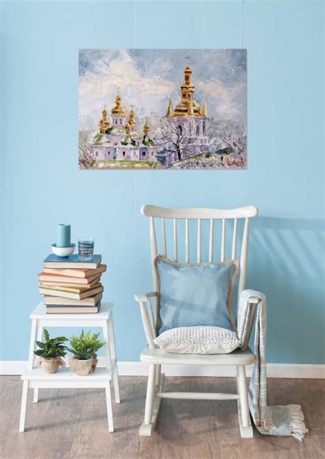 Купити картину «Зимова Лавра Київ в жанрі міський пейзаж олійними фарбами на полотні в стилі