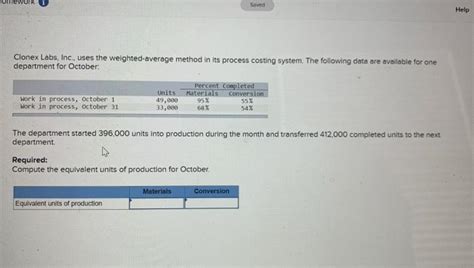 Solved Clonex Labs Inc Uses The Weighted Average Method In Chegg Com
