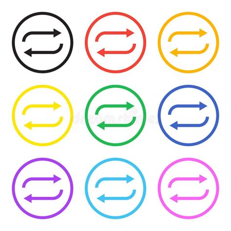 Vector Loop Icon Button In Multiple Colours Collection For Media Music