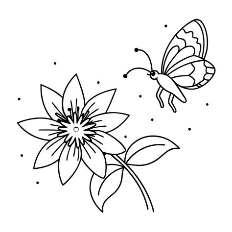 A Butterfly Is Extracting Nectar From A Passiflora Passion Flower Flower Illustration Line