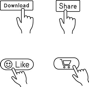 App Buttons Linear Icons Set Media Login Application Vector Media