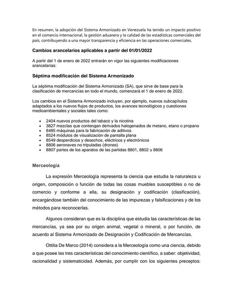 SOLUTION El Sistema Armonizado De Designaci N Y Codificaci N De