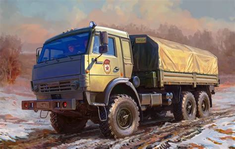 Обои рисунок Россия Камаз КамАЗ 5350 армейский грузовик К 5350 Мустанг на телефон и