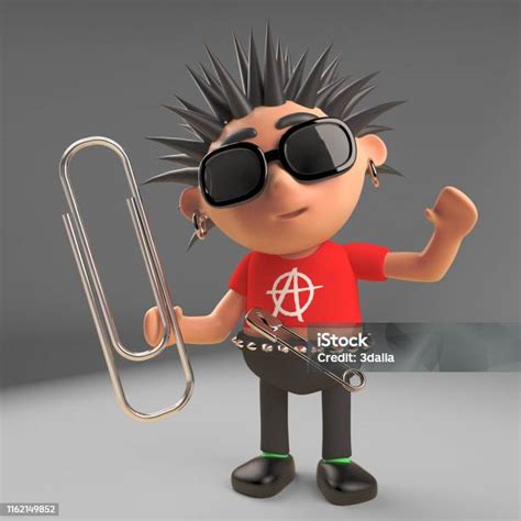 깔끔한 펑크 로커 캐릭터는 클립 3d 그림을 사용 공격성에 대한 스톡 사진 및 기타 이미지 공격성 데모 디자인 Istock