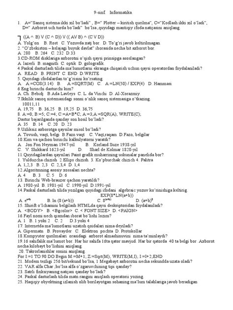 5 Sinf Informatika
