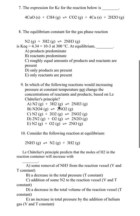 Solved The Expression For Kc For The Reaction Below Chegg
