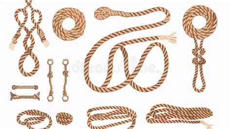 Professional Ropes Lasso Strings Set Jute And Hemp Cords Stock Vector
