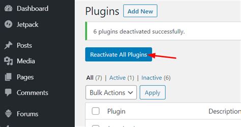 Deactivate Wordpress Plugins In Bulk Quadlayers