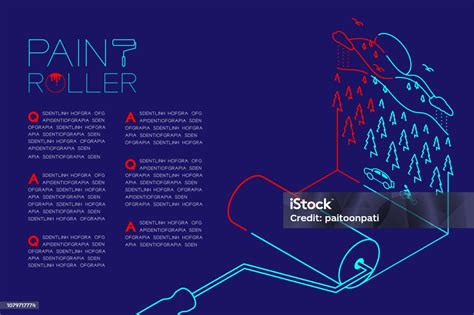 아이소메트릭 페인트 롤러 개요 획 세트 대시 선 디자인 자연 Cocept 일러스트 벡터 Eps 10 어두운 파란색 배경 복사 공간에 고립 교통수단에 대한 스톡 벡터 아트 및