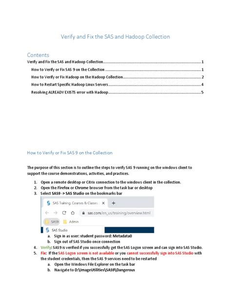 verify and fix the sas and hadoop collection pdf apache hadoop utility software