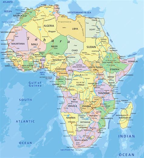 África Mapa Político Editable Altamente Detallado Con Capas Separadas