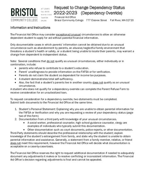 Fillable Online 2022 23 Dependency Override Request Form Fax Email Print Pdffiller