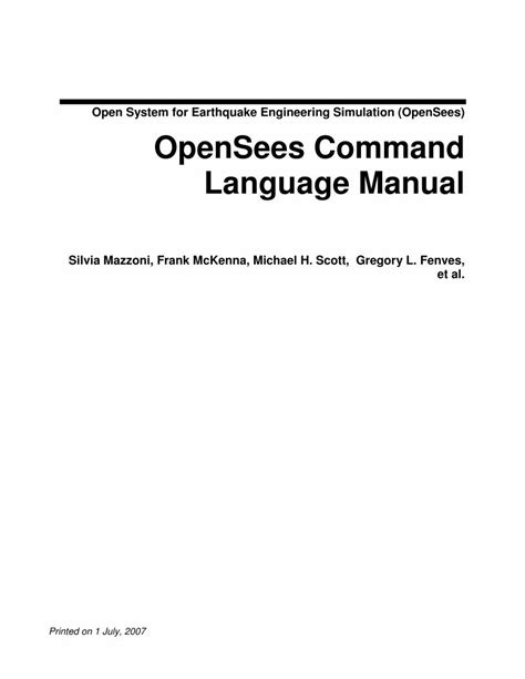 pdf open system for earthquake engineering simulation opensees