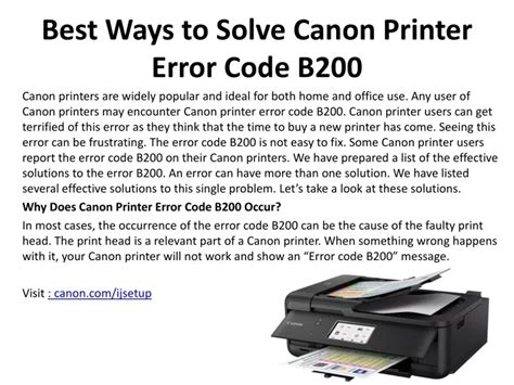 PPT Best Ways To Solve Canon Printer Error Code B PowerPoint Presentation ID