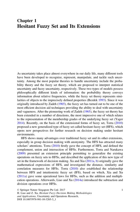 Pdf Hesitant Fuzzy Set And Its Extensions