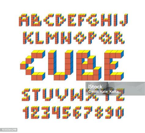 픽셀 복고풍 비디오 게임 글꼴입니다 80 S 복고풍 알파벳 글꼴 3차원 형태에 대한 스톡 벡터 아트 및 기타 이미지 3차원
