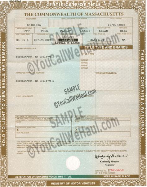 How To Transfer Massachusetts Title And Instructions For Filling Out