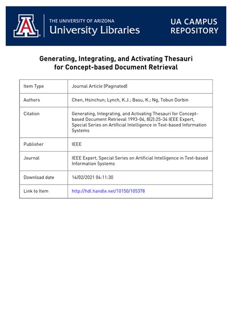 Pdf Generating Integrating And Activating Thesauri For Concept Based Document Retrieval