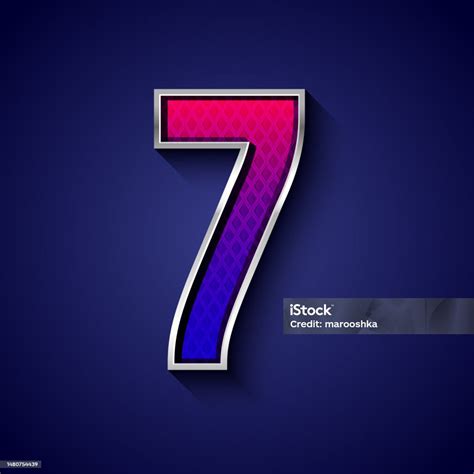 크롬 윤곽선이 있는 3d 금속 글꼴 트렌디한 실버 메탈 알파벳 그리드 질감이 있는 현대 숫자 7 벡터 일러스트레이션 10eps 0명에 대한 스톡 벡터 아트 및 기타 이미지