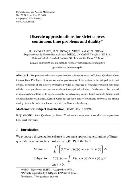 Pdf Discrete Approximations For Strict Convex Continuous Time