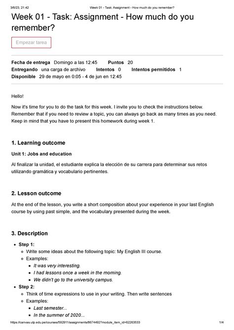 Week 01 Task Assignment How Much Do You Remember I Invite You To Check The Instructions