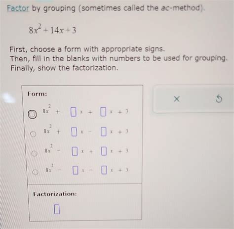 Solved Factor By Grouping Sometimes Called The Ac Method Chegg Com