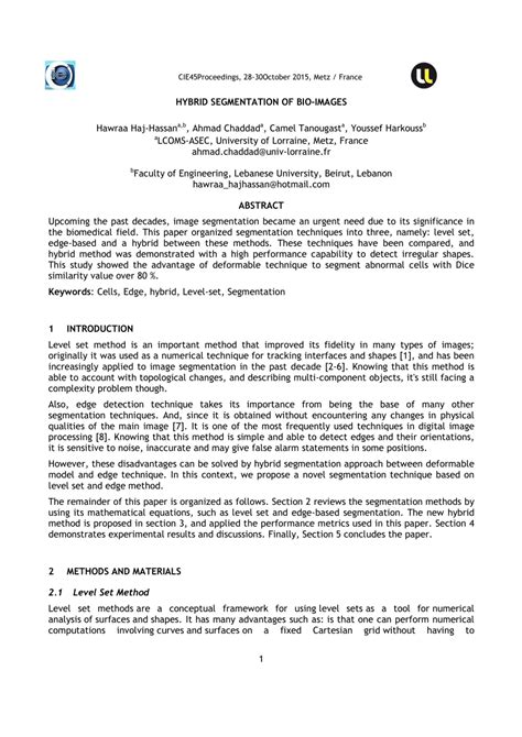 Pdf Hybrid Segmentation Of Bio Images