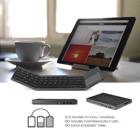 B033 Mini Foldable Keyboard With Touchpad Wireless Mouse