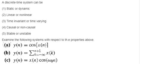 solved a discrete time system can be 1 static or dynamic