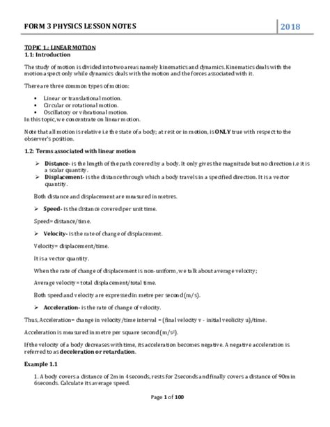 Doc Form 3 Physics Notes