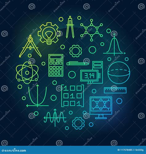 Stem Vector Colored Round Illustration In Thin Line Style Stock Vector Illustration Of