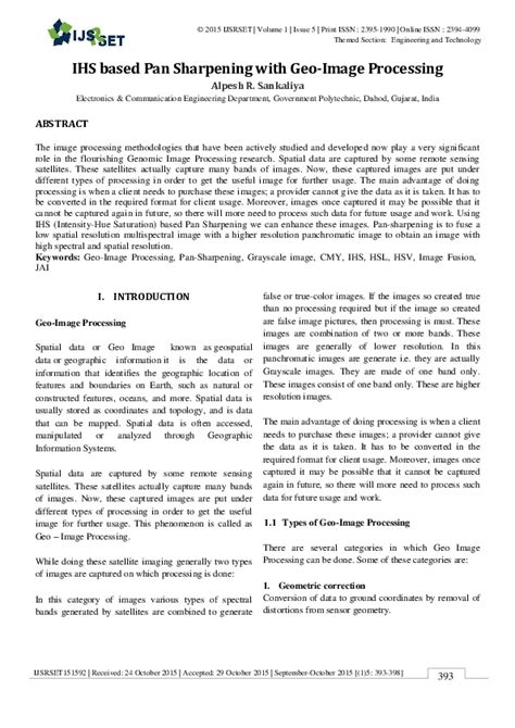 Pdf Ihs Based Pan Sharpening With Geo Image Processing