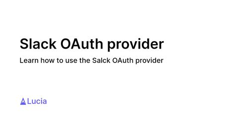 slack oauth provider · lucia