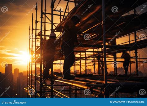Scaffolding On Building Building Covered In Scaffolding At Cons Stock