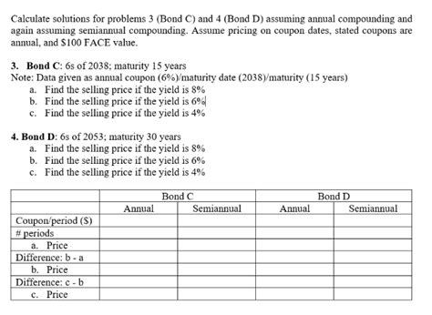 Solved Fill In The Table Using The Correct EXCEL FORMULAS Chegg Com
