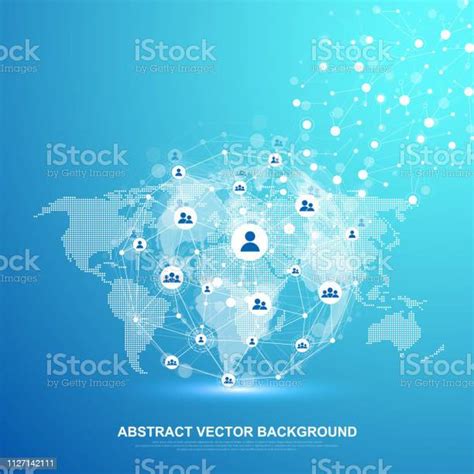 네트워킹 연결 개념 추상적인 기술입니다 포인트와 라인 글로벌 네트워크 연결입니다 큰 데이터 시각화입니다 미래