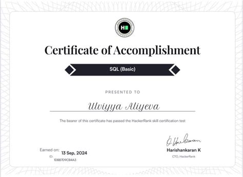 Hackerrank Sql Certificate Ulviyya Aliyeva