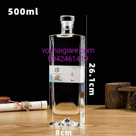 Chai Thủy Tinh 500ml Dẹp Vuông Cao Cấp Chai Dẹp Vuông 500ml Cao Cấp Dáng Cao Vỏ Chai Giá Rẻ