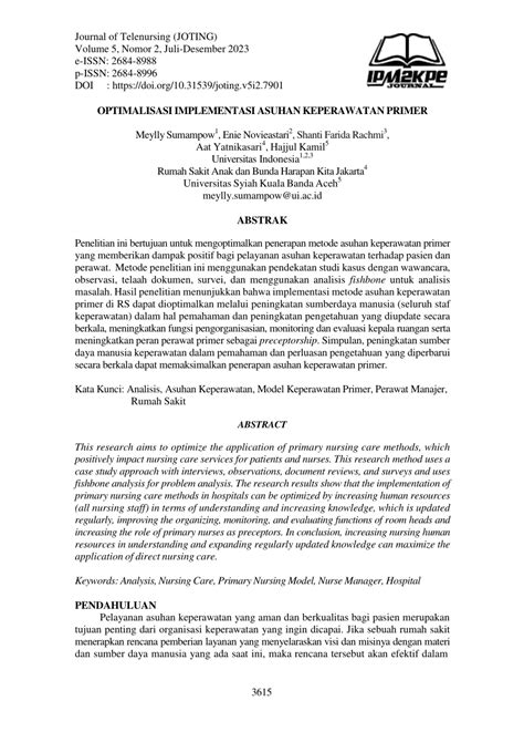 Pdf Optimalisasi Implementasi Asuhan Keperawatan Primer