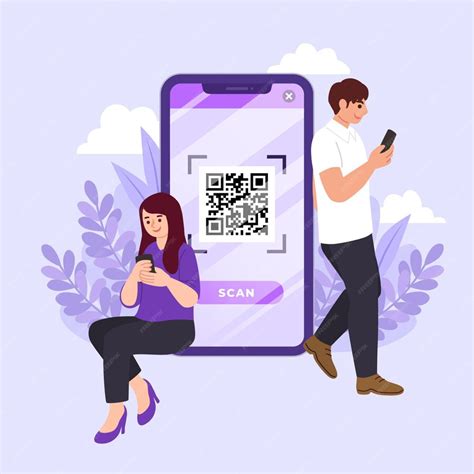 Premium Vector Qr Code Scanning Concept With Characters