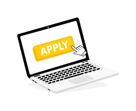 Premium Vector Apply Text On Laptop Screen With A Red Button Button