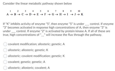 Solved Consider The Linear Metabolic Pathway Shown Below 1 2