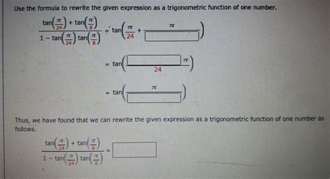 solved use the formula to rewrite the given expression as a trigonometric function of one