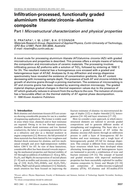 Pdf Infiltration Processed Functionally Graded Aluminium Titanate Zirconia Alumina Composite