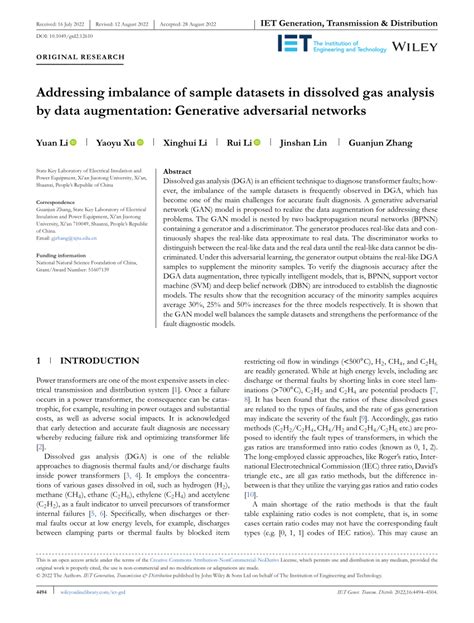 Pdf Addressing Imbalance Of Sample Datasets In Dissolved Gas Analysis By Data Augmentation