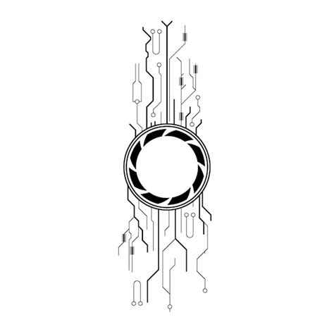 Premium Vector Abstract Black Simple Line Cpu Computer Technology Doodle Outline Element