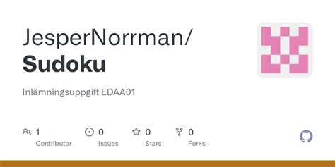 GitHub JesperNorrman Sudoku Inlämningsuppgift EDAA