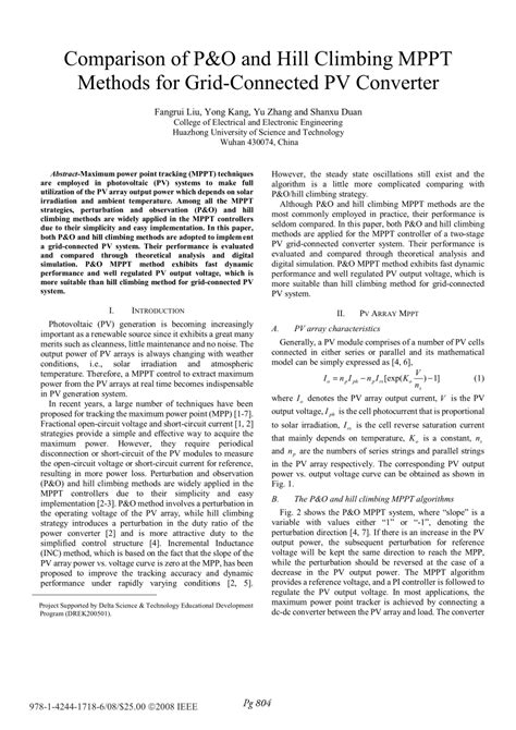 pdf comparison of pando and hill climbing mppt methods for grid